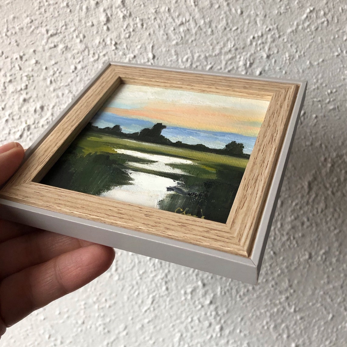 Small Original Oil Painting Landscape, Square Abstract Landscape ...