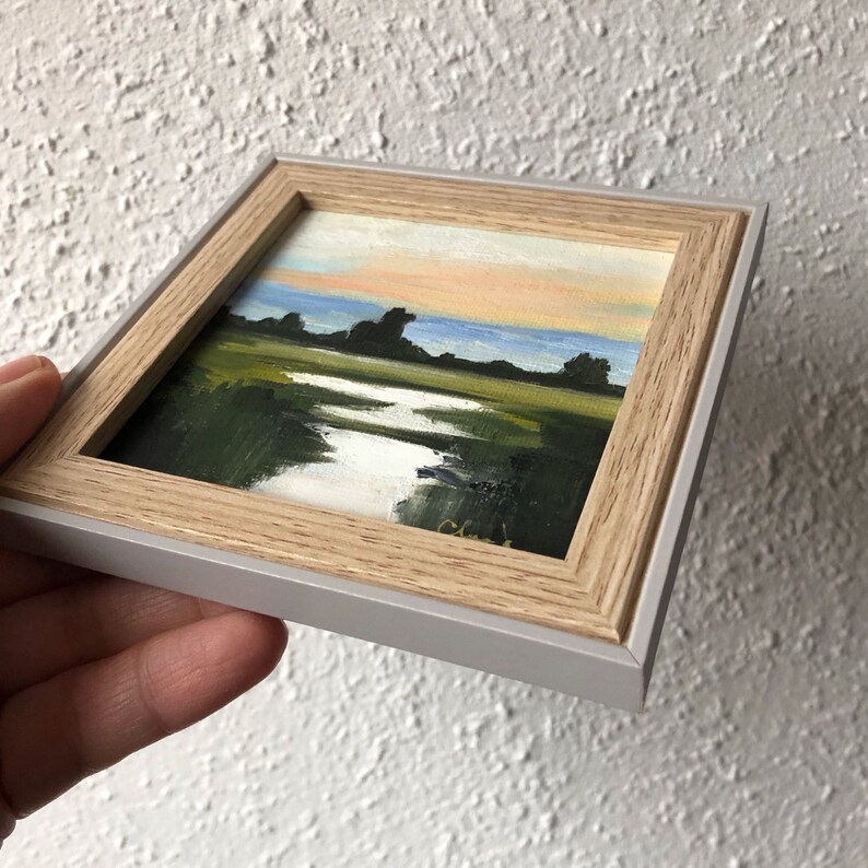 Small Original Oil Painting Landscape, Square Abstract Landscape ...