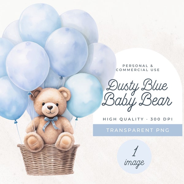 Baby Blue Bear Clipart - Etsy