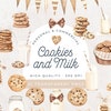 Milk and Cookies Clipart, Cookies and Milk Watercolors, Chocolate Chip ...