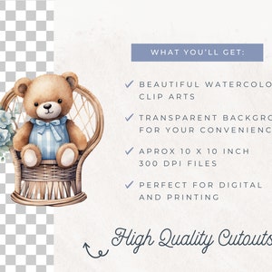 Blue Baby Bear Watercolor Clipart, Bear With Blue Balloon, Sleeping ...