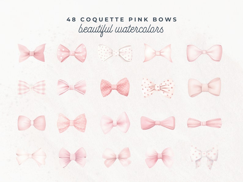 Pink Ribbon Bow Clipart, Girl Coquette, Watercolor Pink Bow, PNG ...