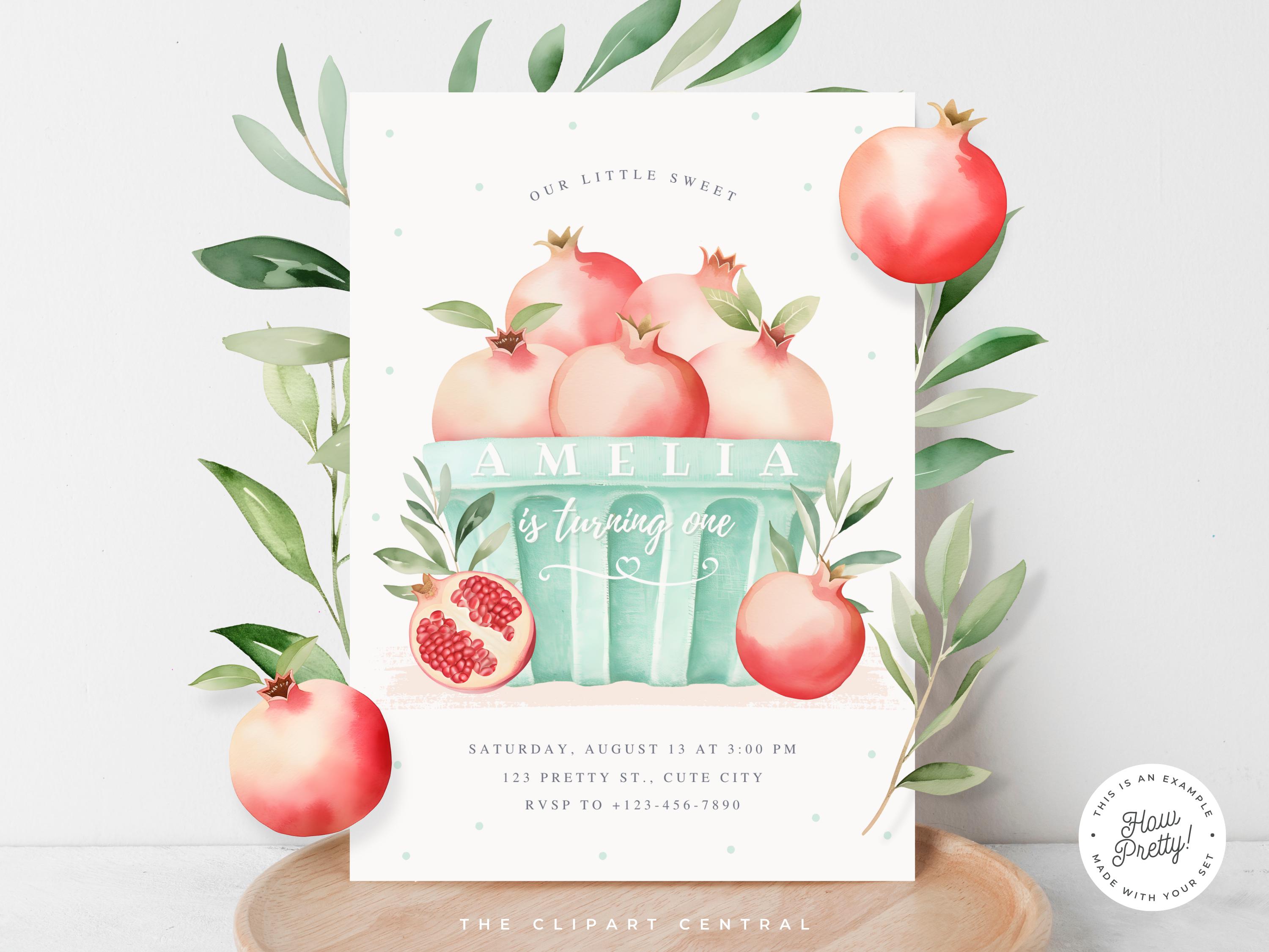 Pomegranate Clipart, Watercolor Red Pomegranates PNG, Pomegranate SVG ...