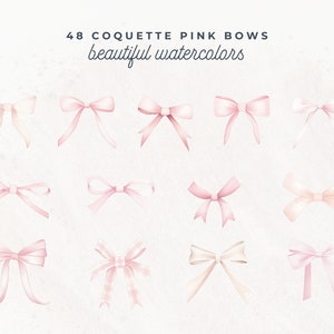 Pink Ribbon Bow Clipart, Girl Coquette, Watercolor Pink Bow, PNG ...