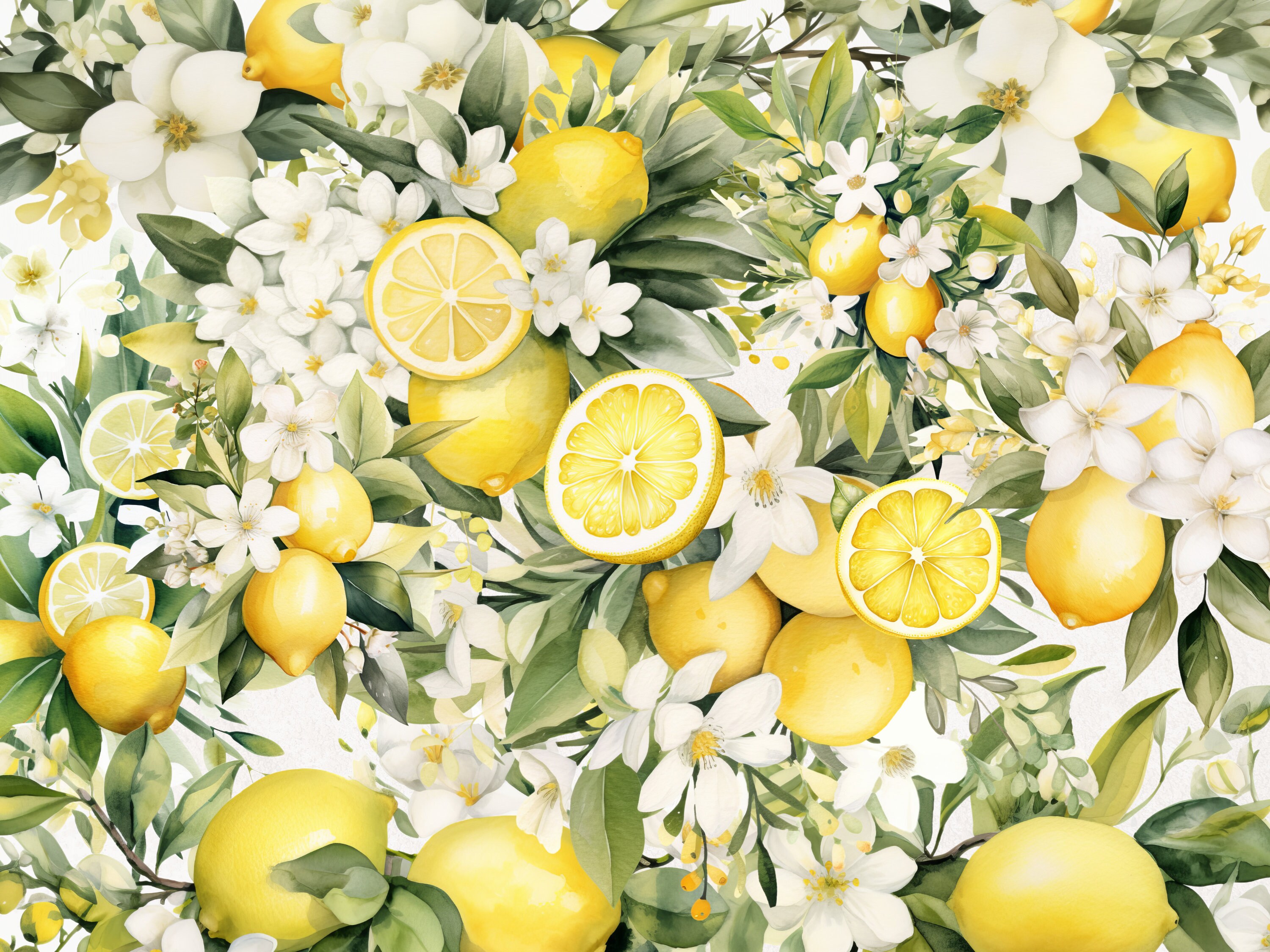 Watercolor Lemon Clipart, Fruit Clipart, Lemon Floral PNG, Lemon Tree ...