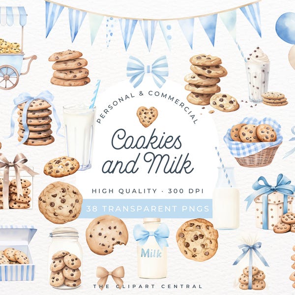 Milk and Cookies Clipart - Etsy