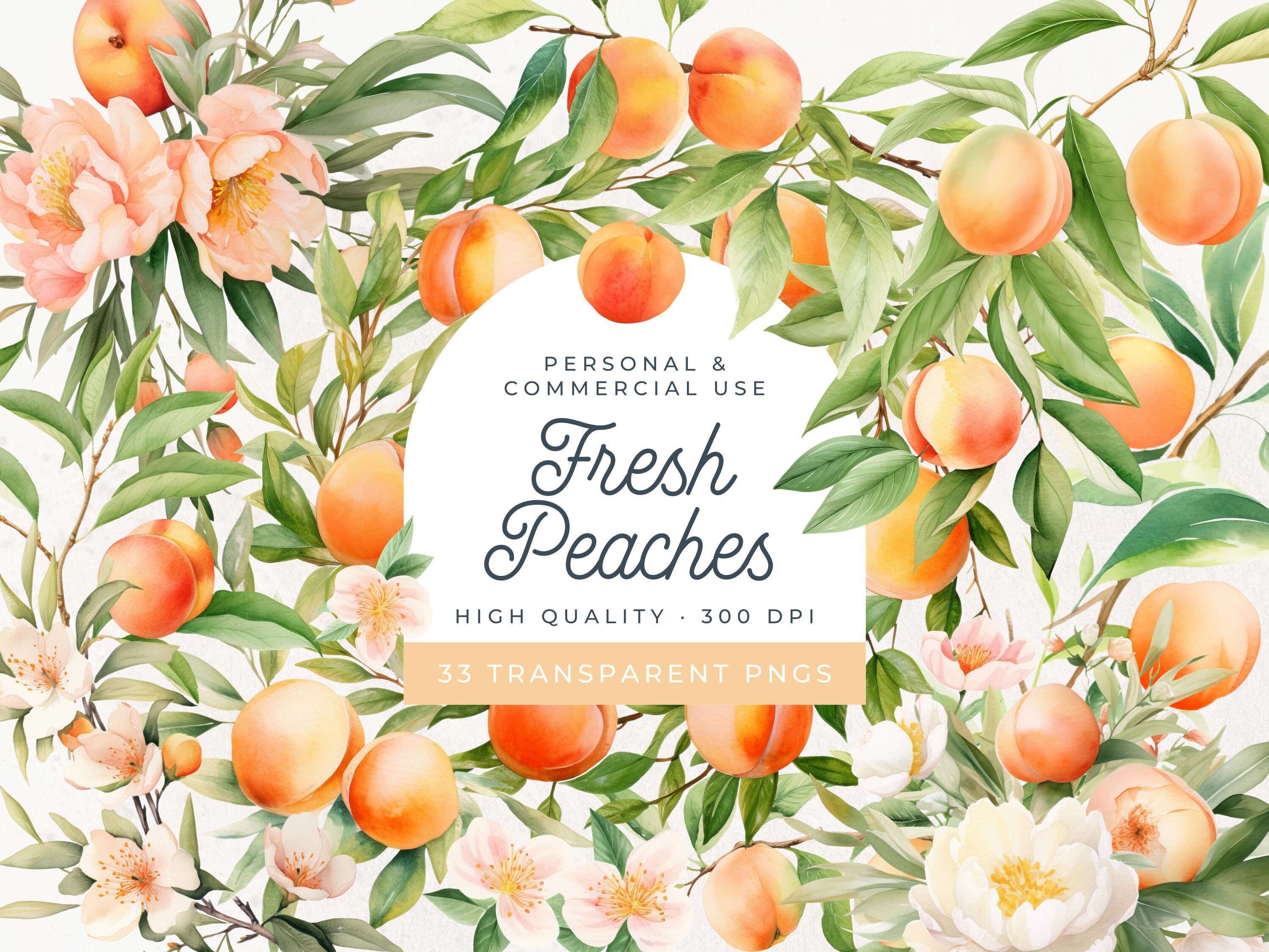 Watercolor Peach Clipart, Sweet Little Peach Baby Shower, Peaches ...