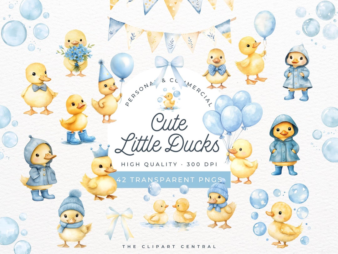 Yellow Duck Clipart, Blue One Lucky Duck Birthday PNG, Rubber Duck ...