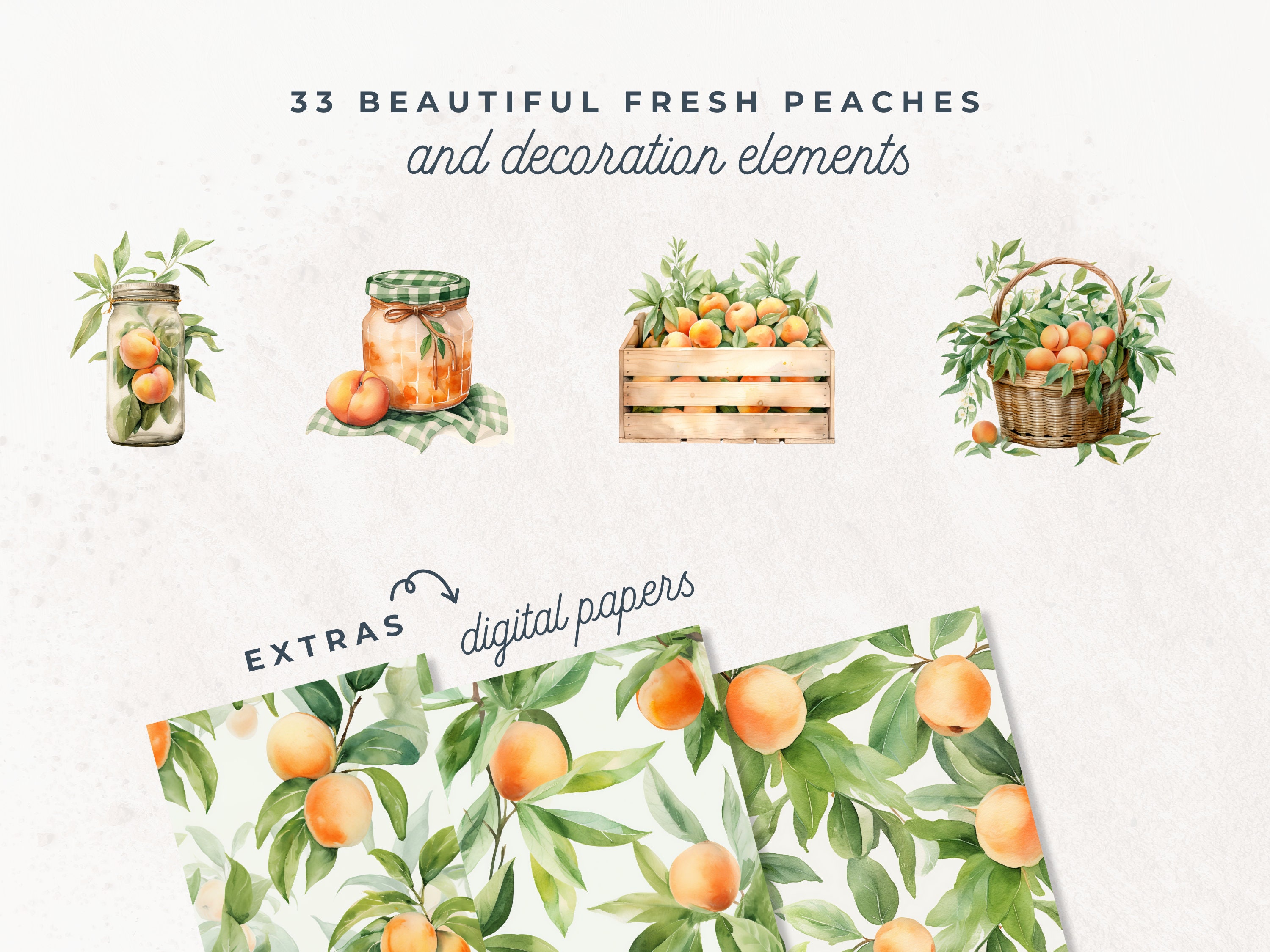 Watercolor Peach Clipart, Sweet Little Peach Baby Shower, Peaches ...