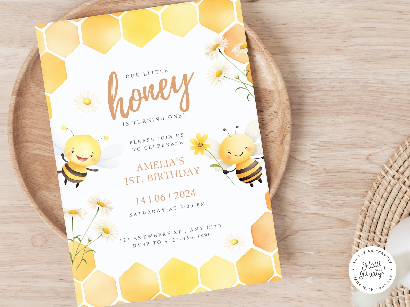 Cute Bee Theme Clipart, Watercolor Honey Bee and Flowers Clip Arts ...