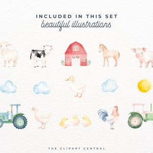 Watercolor Happy Farm Clipart, Cute Barn PNG Digital Illustration ...