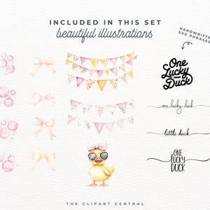 Girl Yellow Duck Clipart, One Lucky Duck Birthday Invitation, One Lucky ...