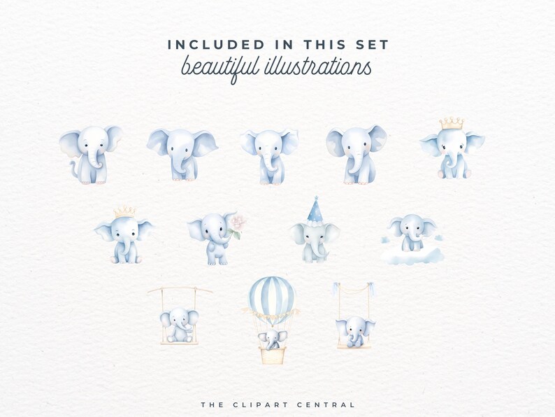 Little Elephant Watercolor Clipart, Baby Elephant With Balloons PNG ...