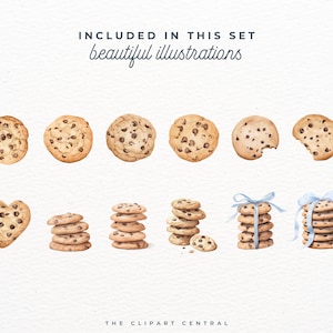 Milk and Cookies Clipart, Cookies and Milk Watercolors, Chocolate Chip ...