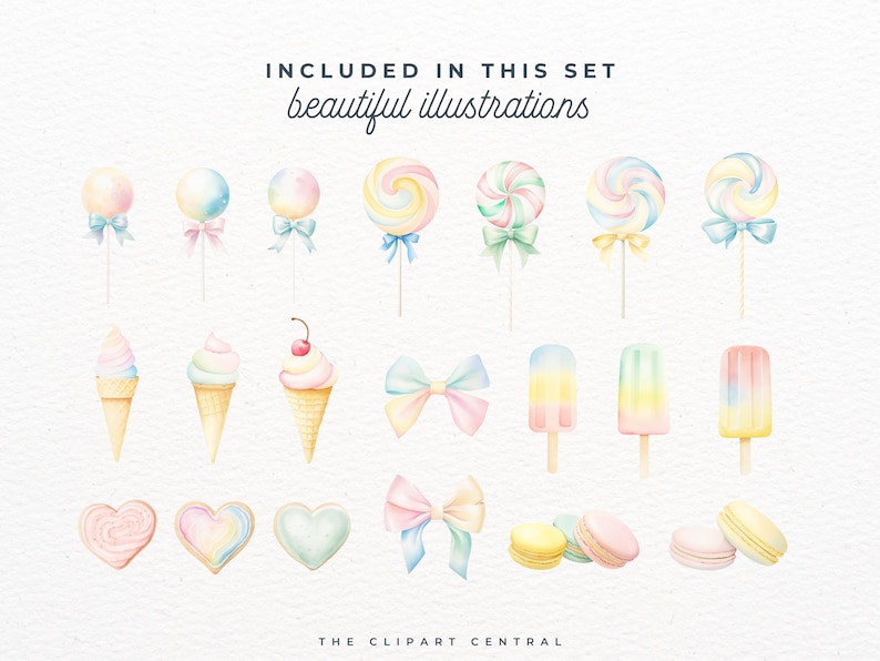 Pastel Candyland Clipart Set, Watercolor Sweets Clipart, Cake Pop ...