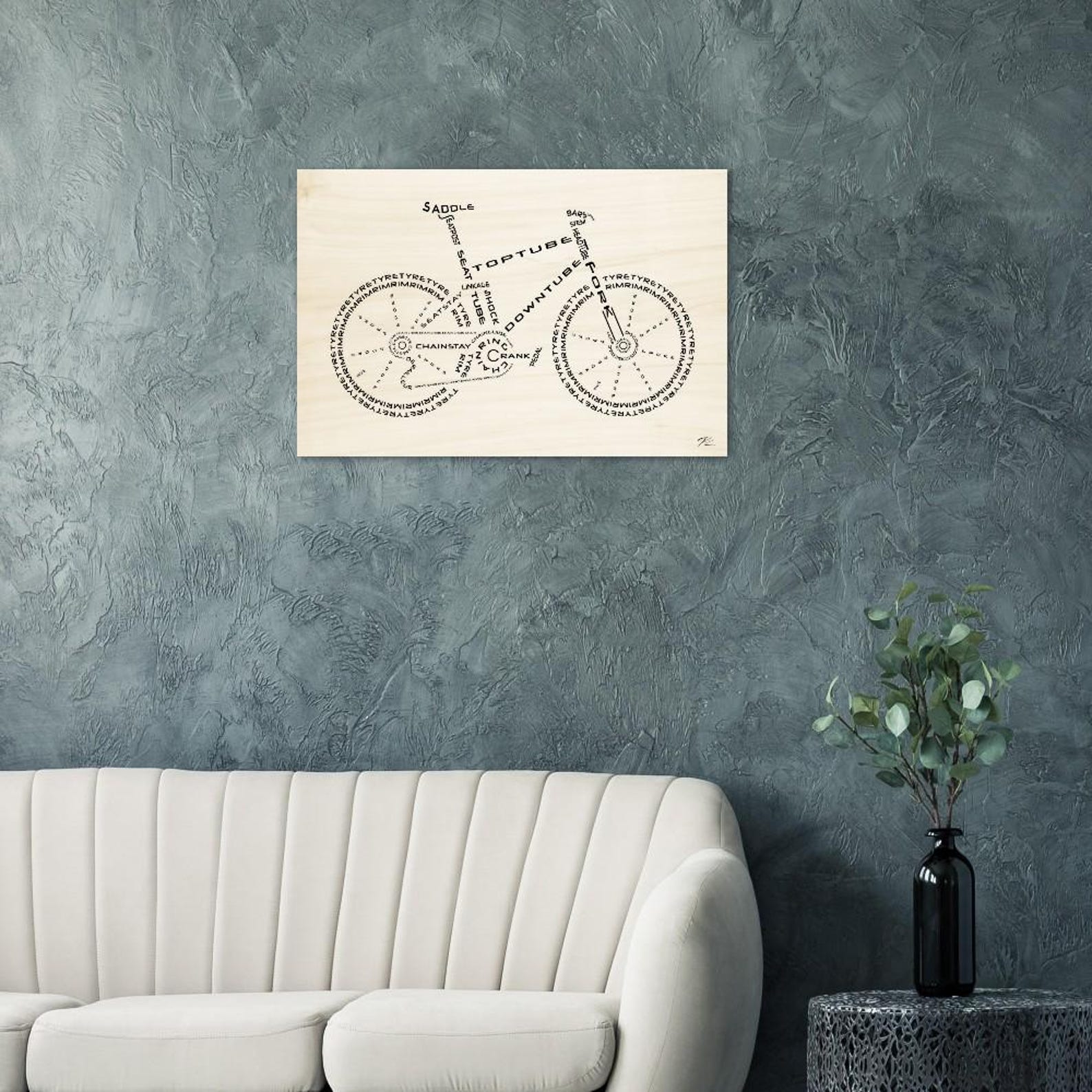 Anatomy of a Mountain Bike Wood Print - Mountain Biking Gift, Wall Art ...