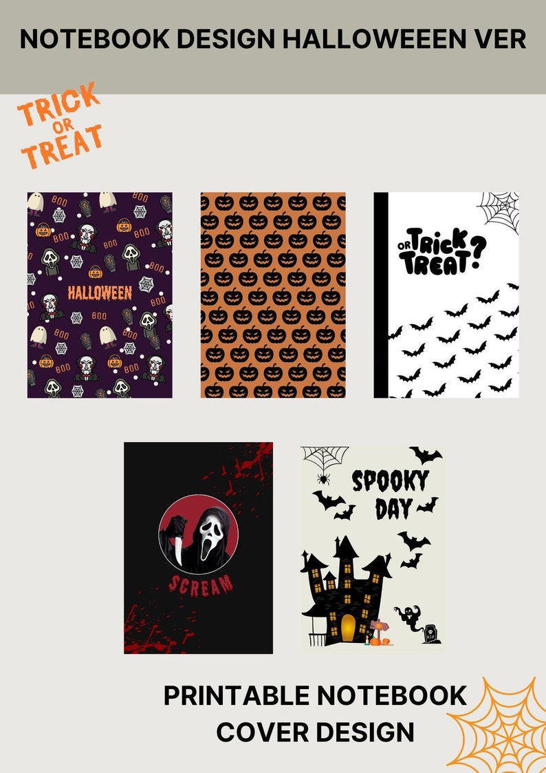 5 Halloween Notebook Cover Design Notebook Printable Notebook Design ...