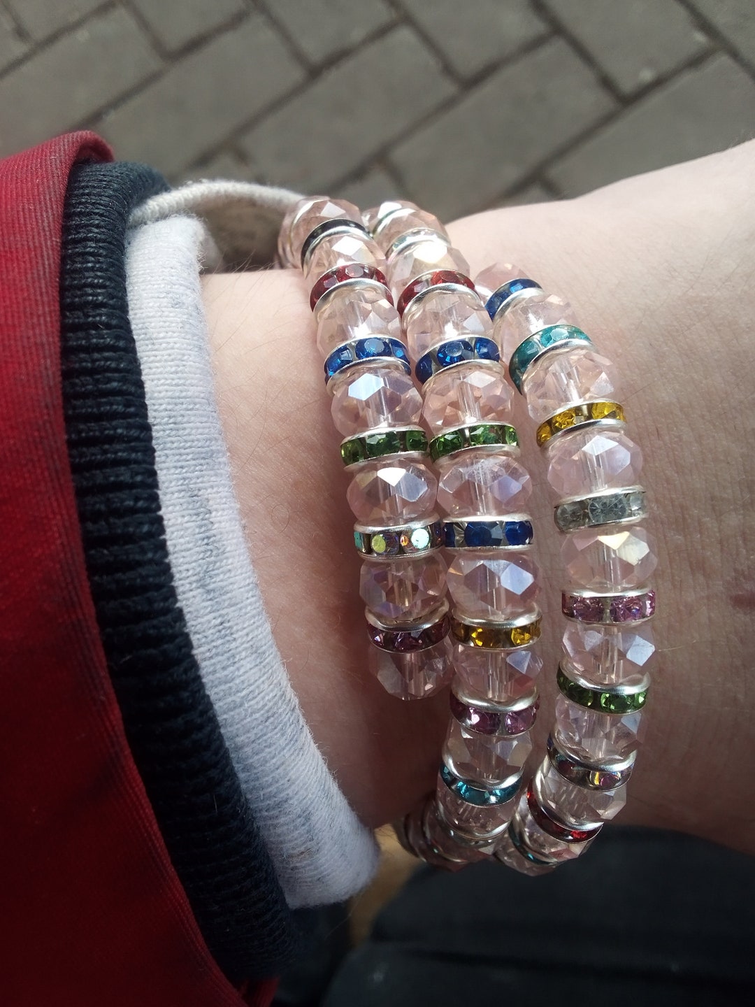 Rainbow Sparkle Beaded Bracelet - Etsy