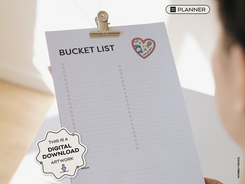 Printable Bucket List Illustrated Personal Planner Life Goals ...