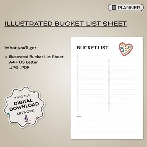 Printable Bucket List Illustrated Personal Planner Life Goals ...