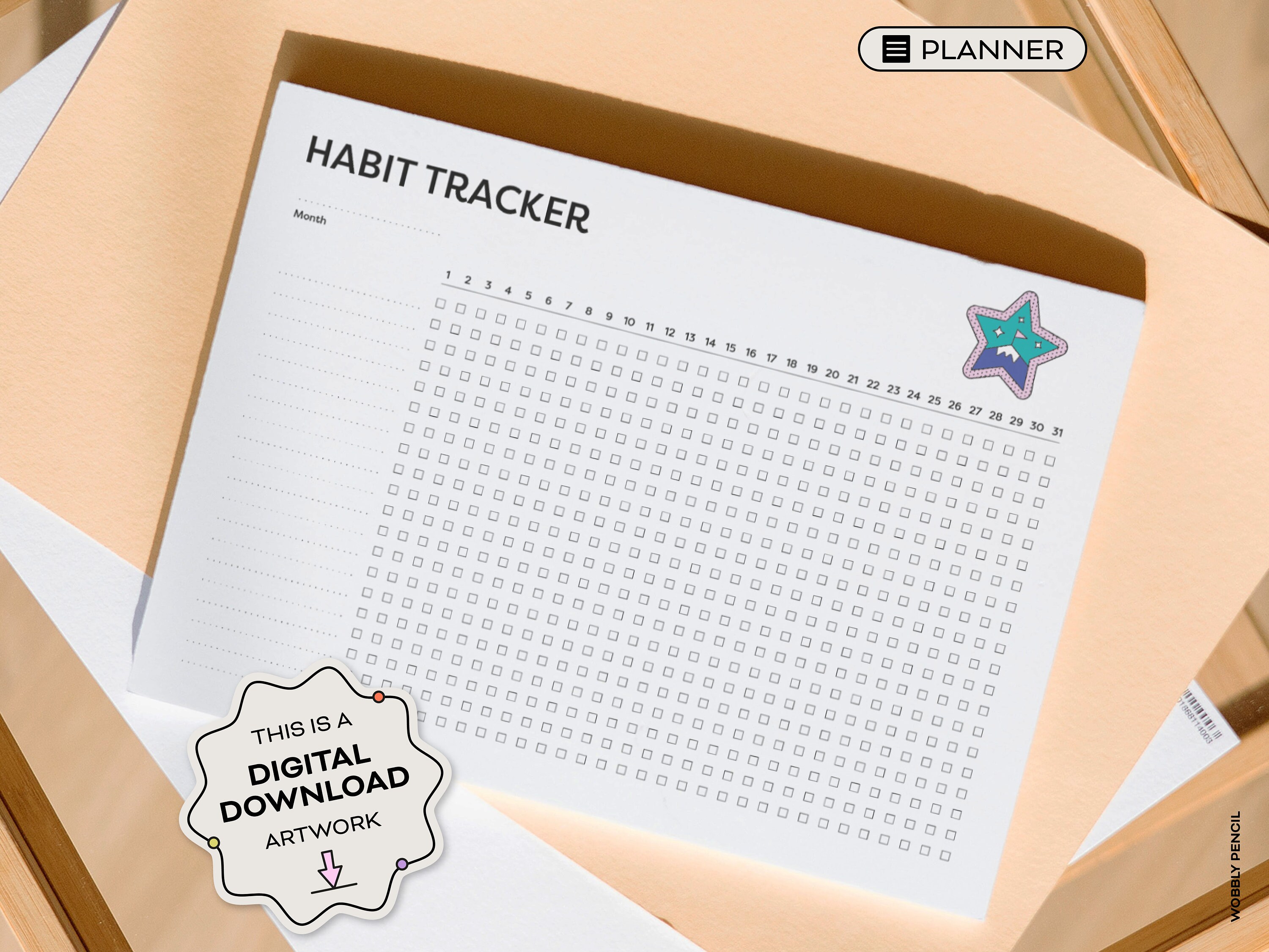 Monthly Habit Tracker Illustrated Printable Personal Planner Work and ...