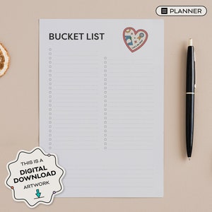 Printable Bucket List Illustrated Personal Planner Life Goals ...