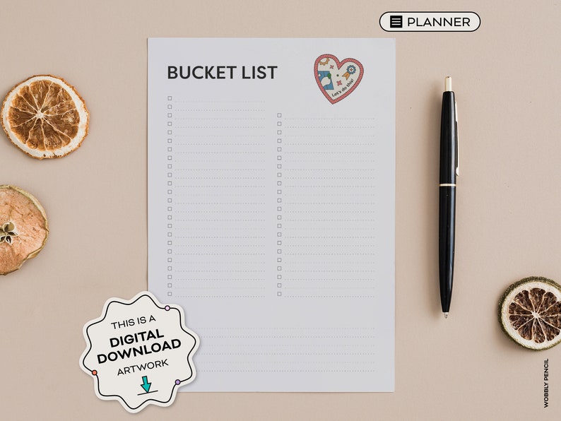 Printable Bucket List Illustrated Personal Planner Life Goals ...