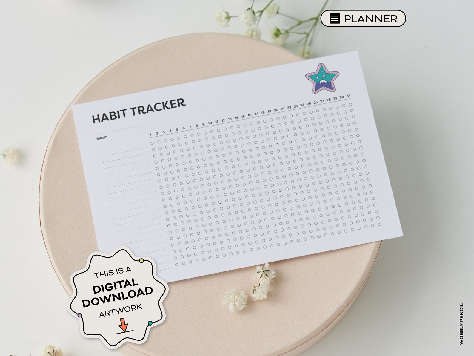 Monthly Habit Tracker Illustrated Printable Personal Planner Work and ...