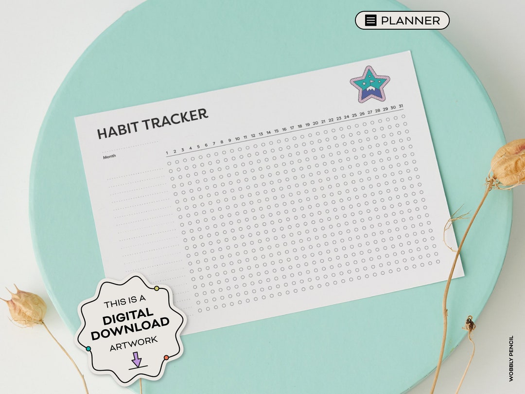 Monthly Habit Tracker Illustrated Printable Personal Planner Work and ...
