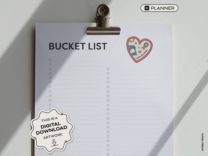 Printable Bucket List Illustrated Personal Planner Life Goals ...