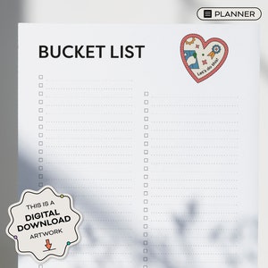 Printable Bucket List Illustrated Personal Planner Life Goals ...