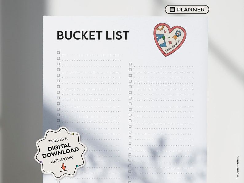 Printable Bucket List Illustrated Personal Planner Life Goals ...