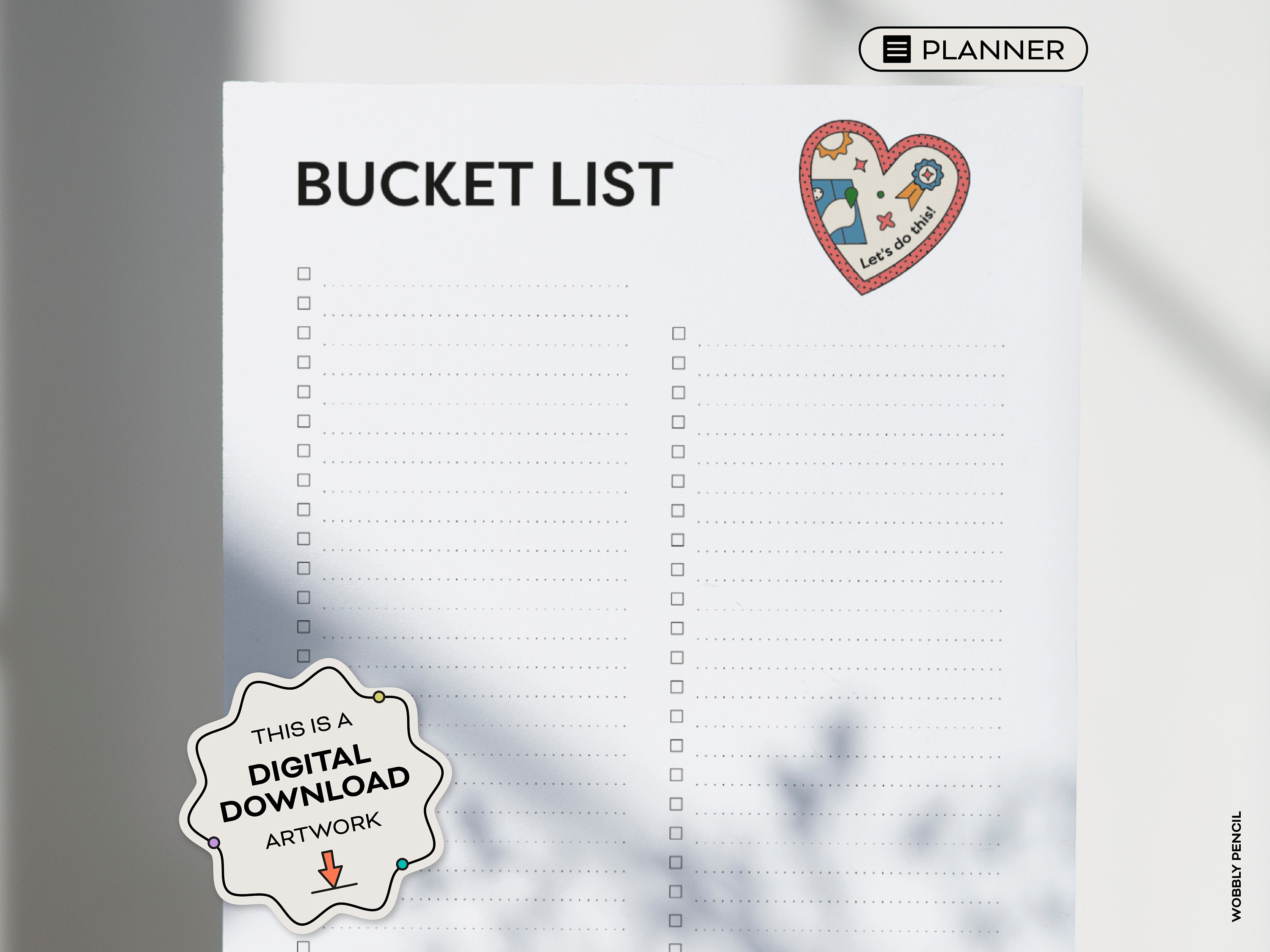 Printable Bucket List Illustrated Personal Planner Life Goals ...