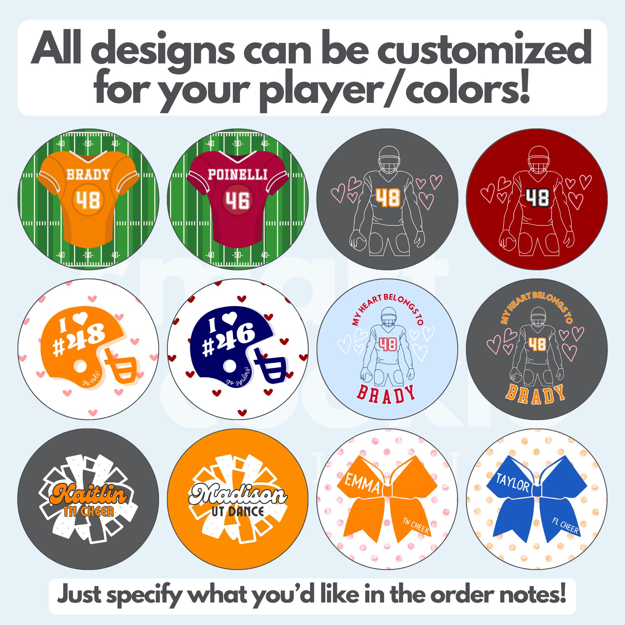 Personalized 3 Gameday Buttons Custom Football & Spirit Squad Pins Team ...