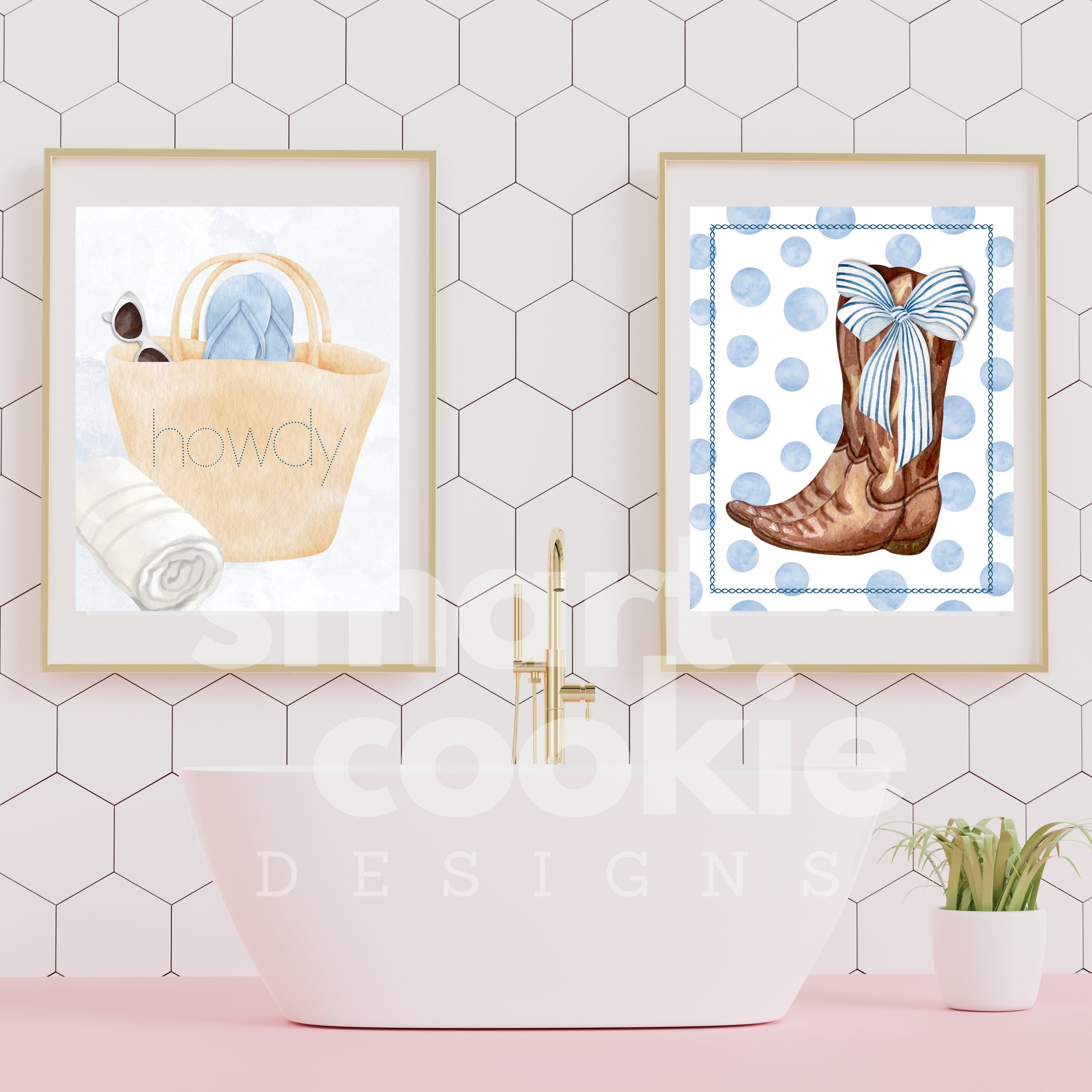 Coastal Cowgirl Digital Art Print Set Set of 8 Printable Wall Art for ...