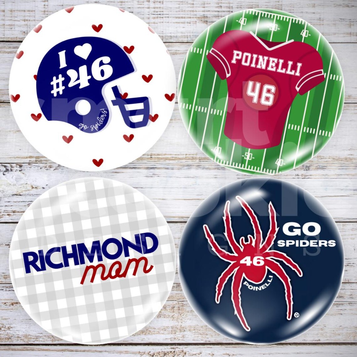 Personalized 3 Gameday Buttons Custom Football & Spirit Squad Pins Team ...