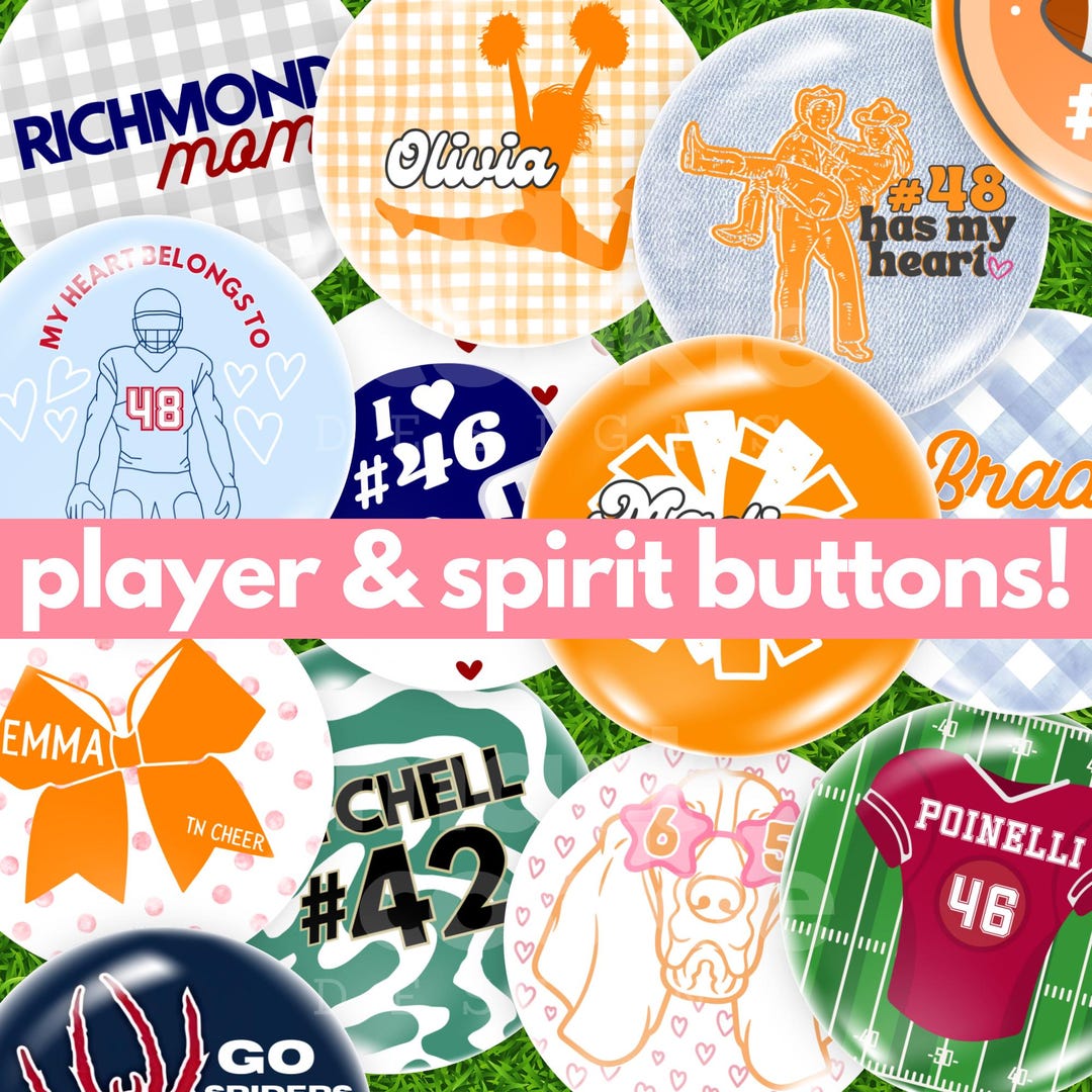 Personalized 3 Gameday Buttons Custom Football & Spirit Squad Pins Team ...