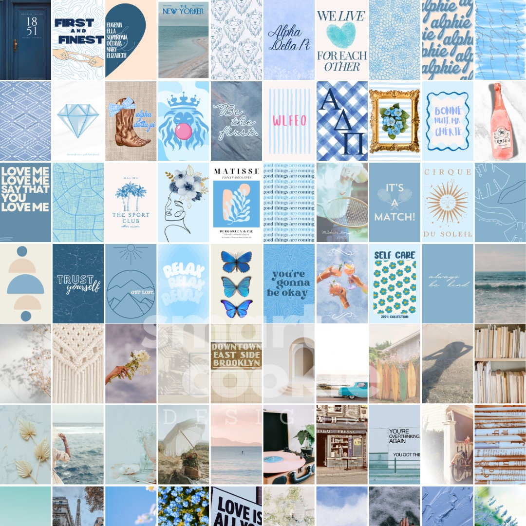 Blue and Cream Wall Collage Kit Alpha Delta Pi Adpi Sorority Girly Wall ...