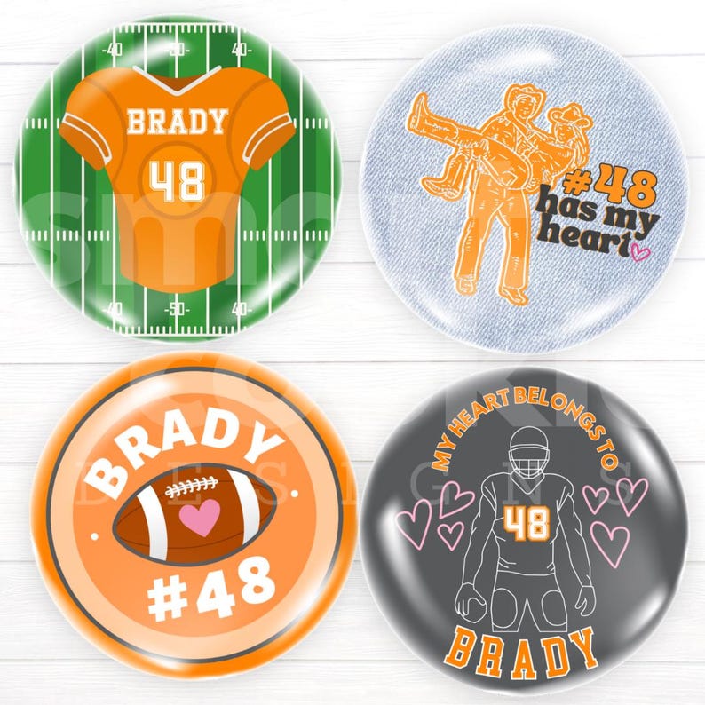 Personalized 3 Gameday Buttons Custom Football & Spirit Squad Pins Team ...