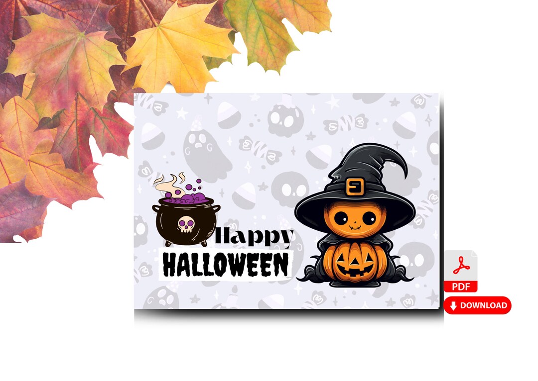 Printable Digital Halloween Greeting Card Handmade - Etsy