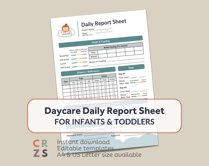 Daycare Daily Report Sheet, Daily Log for Childcare, All About My Day ...