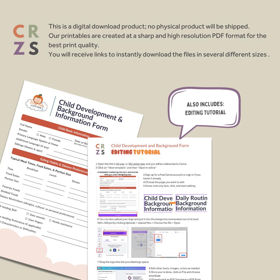 Daycare Child Info Form, Getting to Know Your Child Form, Childcare ...