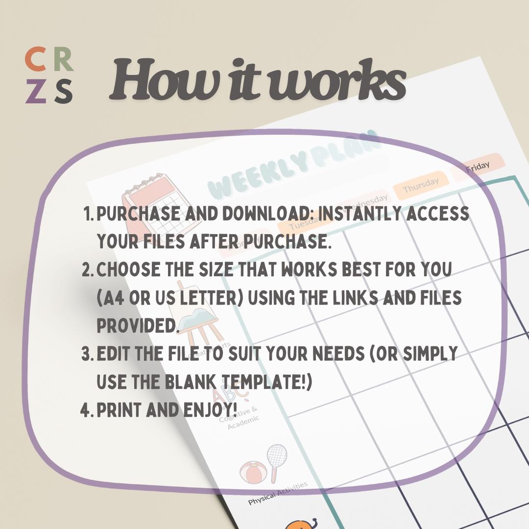 Editable Kindergarten Weekly Plan With Categorized Activities, Daycare ...