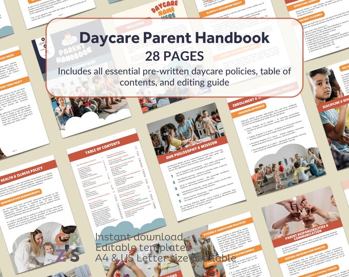 Daycare Center Parent Handbook, Daycare Forms, Daycare Contract ...