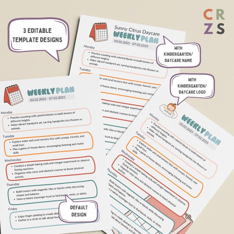 Editable Kindergarten Weekly Plan, Daycare Weekly Schedule, Weekly ...