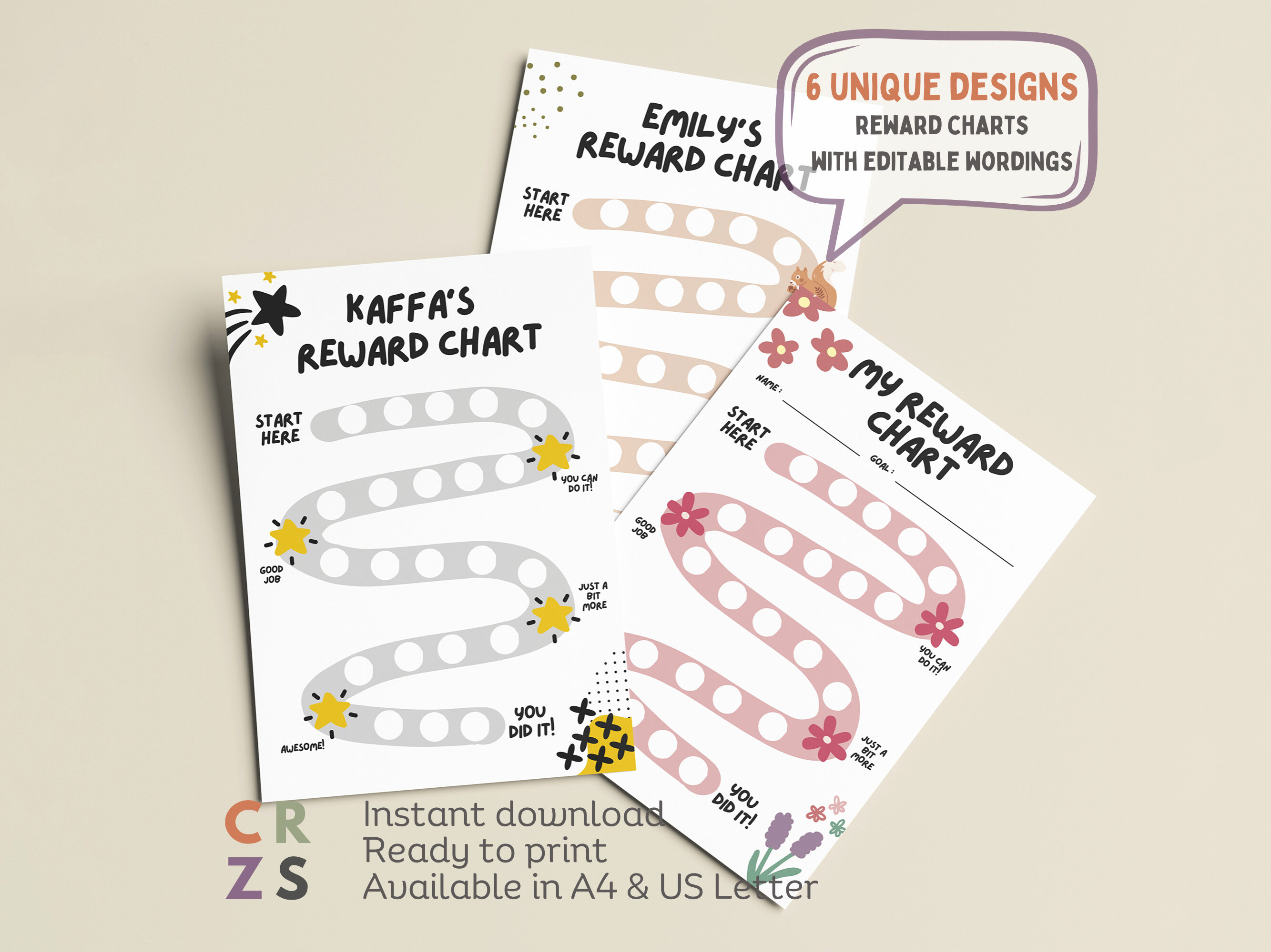 Editable Reward Chart for Kids Potty Training Chart for Toddlers ...