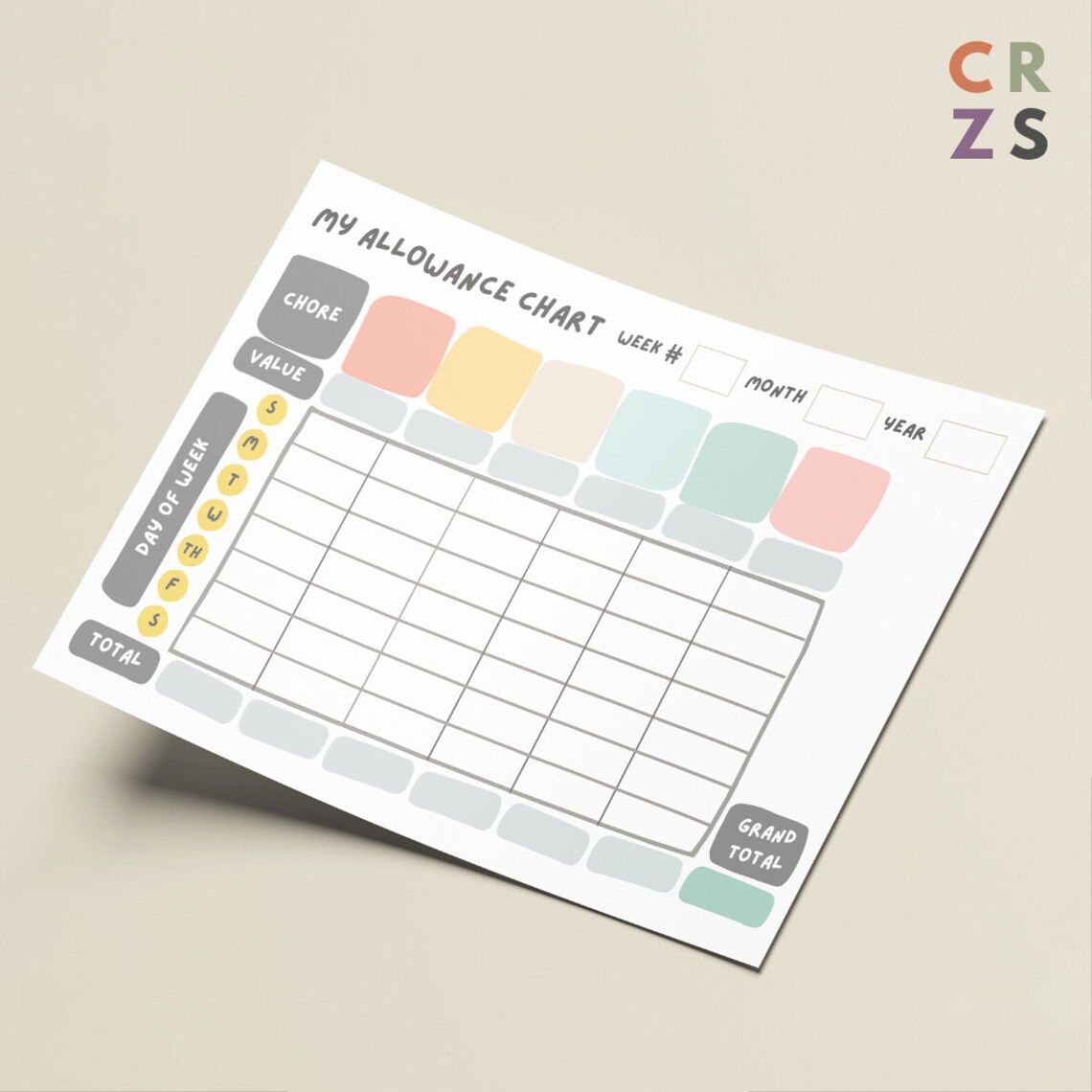 Editable Kids Allowance Tracker Visual Allowance Chart for Kids, Daily ...