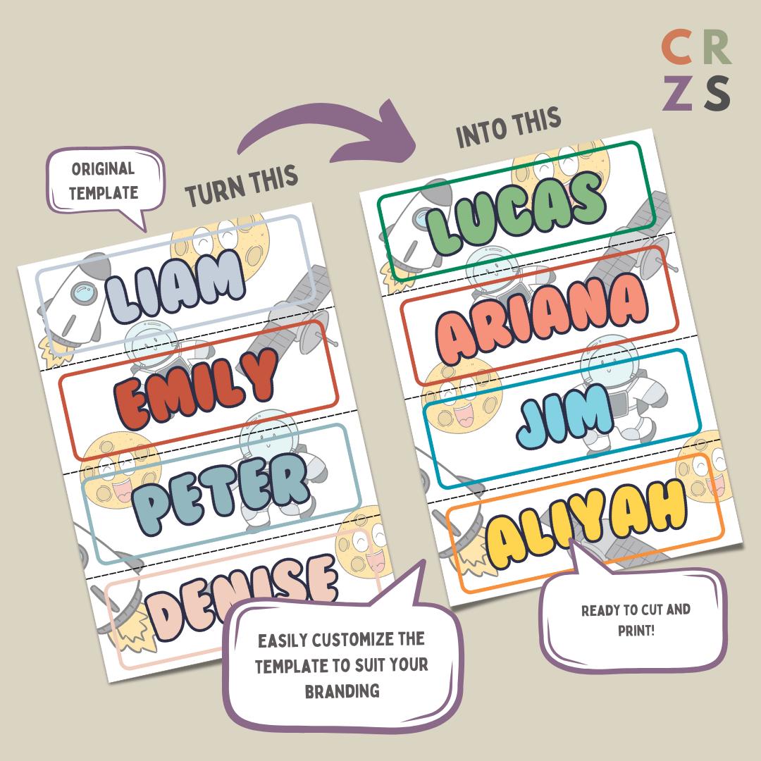 Daycare Name Tags, Editable Name Labels for Childcare, Cubby Name ...