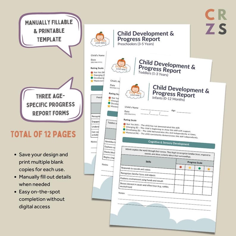 Daycare Development Progress Report, Assessment Forms for Infants ...