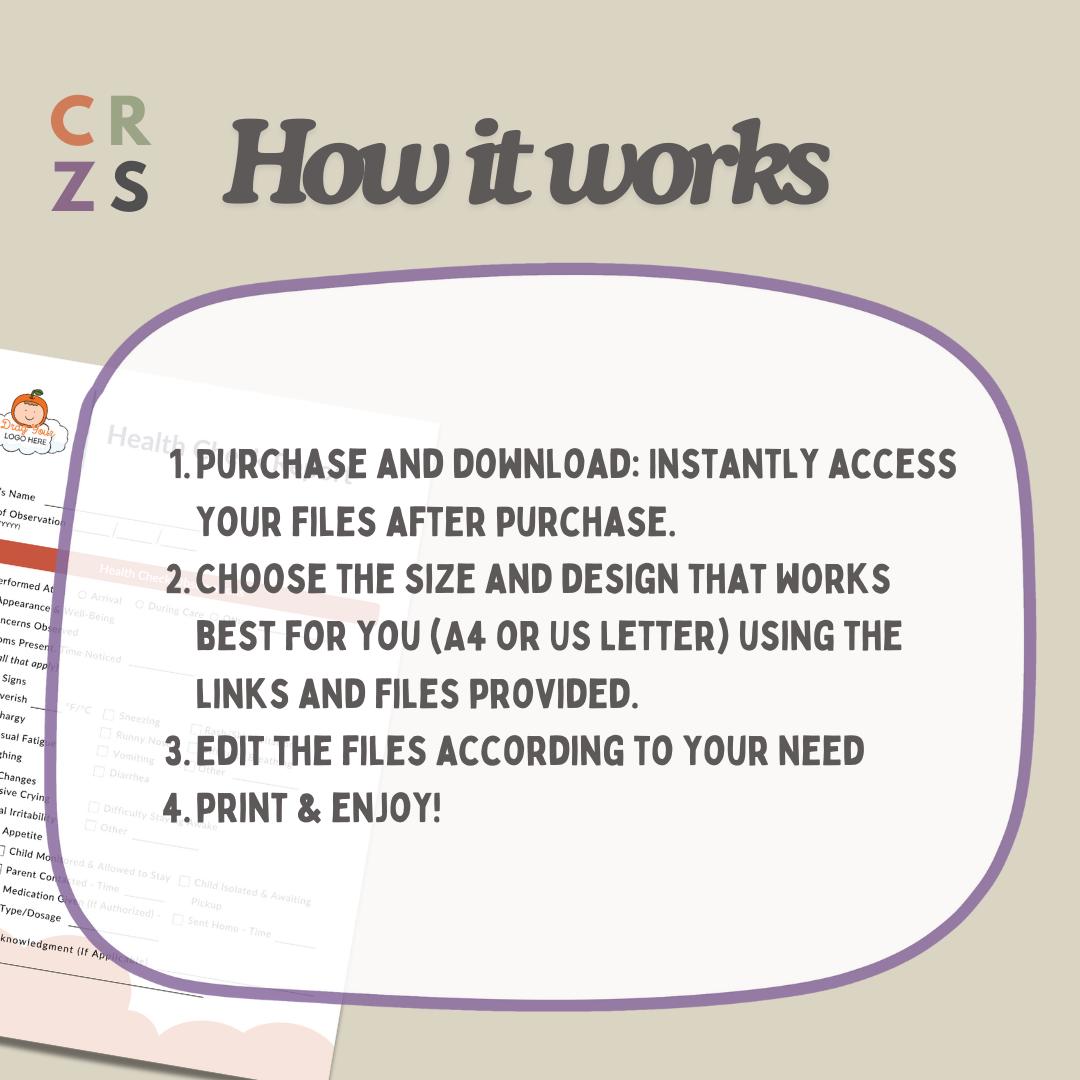 Editable Daycare Health Check Report, Daily Health Check for Childcare ...